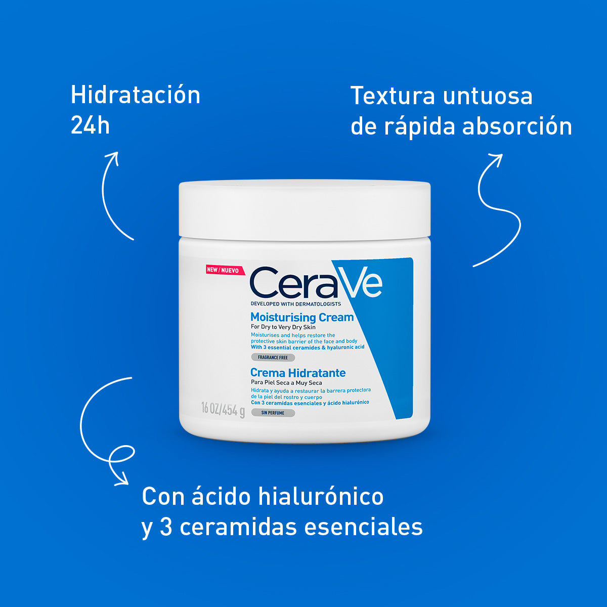 CeraVe - Crema Hidratante Para Rostro y Cuerpo – 454 g. – Sanapiel ...